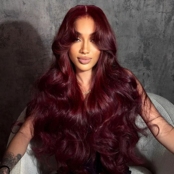 Cherry Cola Red Human Hair Wigs Straight Cherry Red Colored Hair ...