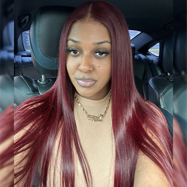Cherry Cola Red Human Hair Wigs Straight Cherry Red Colored Hair - Wiggins Hair