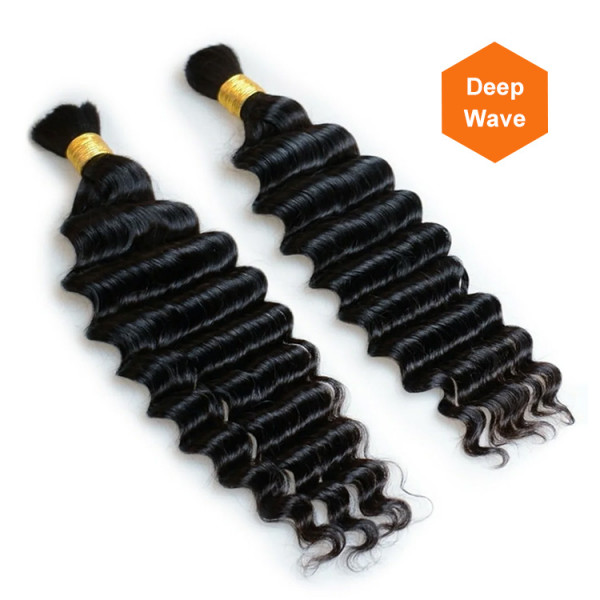 Deep Wave Bulk Human Hair For Braiding Wavy Micro Brading Hair No Weft ...