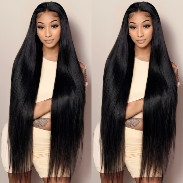 Long Wigs Human Hair Lace Front Wigs Straight 13*4 Lace Frontal Wig 16 ...