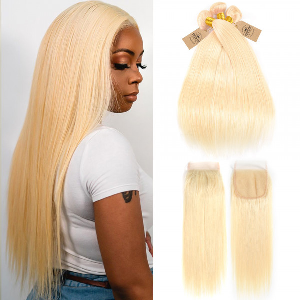 Best 613 Color Blonde Virgin Hair Straight Hair Bundles With Closure Best 613 Color Blonde Virgin Hair Straight Hair Bundles With Closure