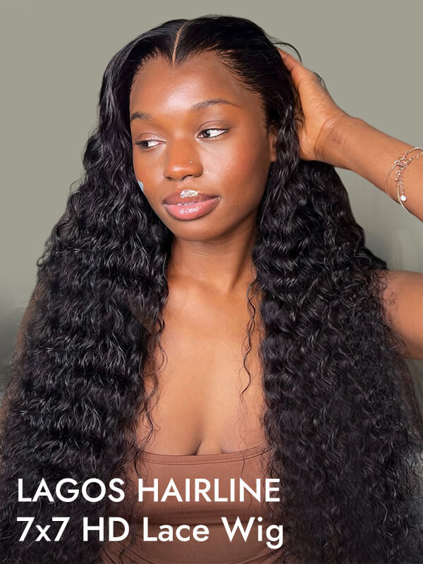 Deep Wave Lagos Hairline 7x7 HD Lace Front Wig 250% Density - Wiggins Hair