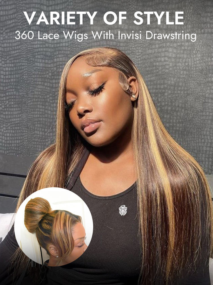 Upgraded Body Wave 360 Lace Frontal Highlight Brown Invisible ...