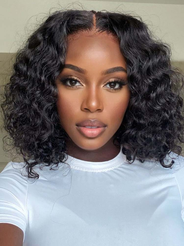 12 Inch Deep Wave T Part Lace Human Hair Wigs - Wiggins Hair
