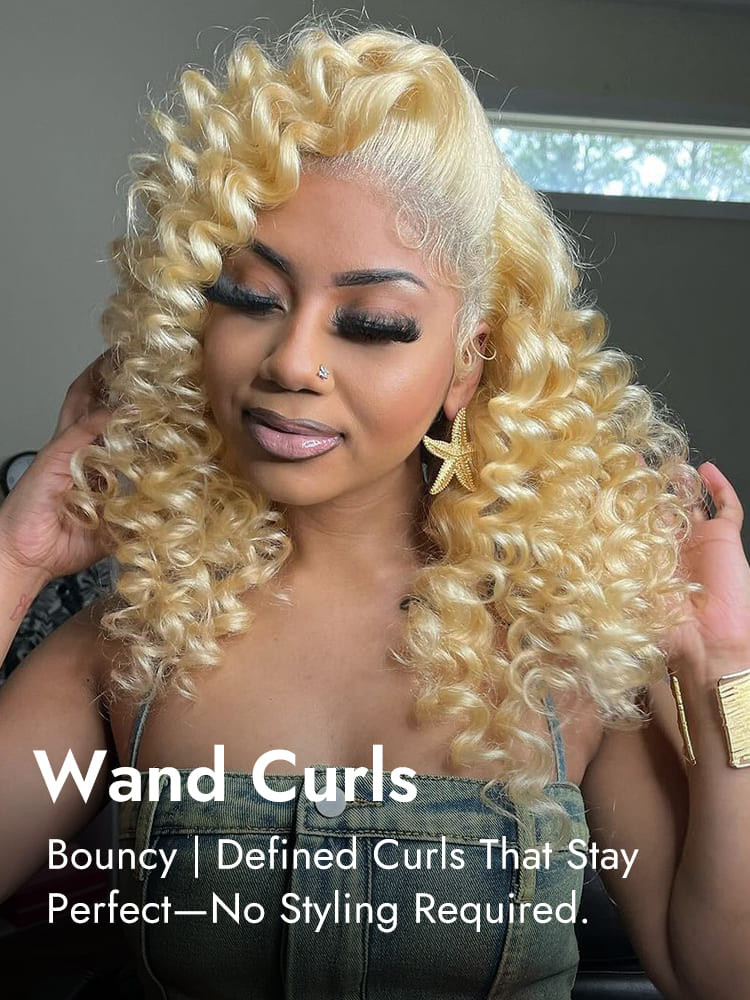 Blonde Wand Curls Lace Front Wig,13x6 & 6x8 Human Hair Wigs - Wiggins Hair