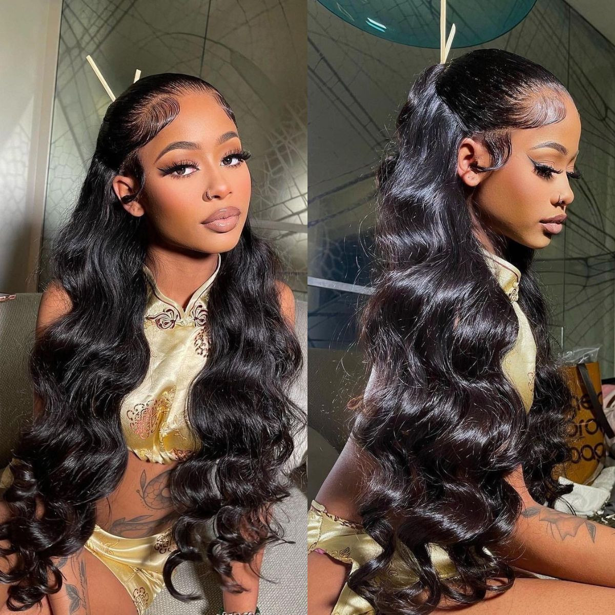WIGGINS HAIR 180% Density Full Lace Human Hair Wigs Brazilian Body Wave ...