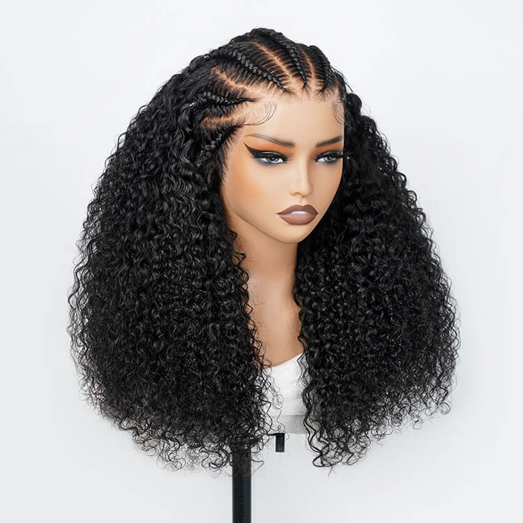 Human Braiding Hair Curly Glueless Braided Lace Front Wig - Wiggins Hair