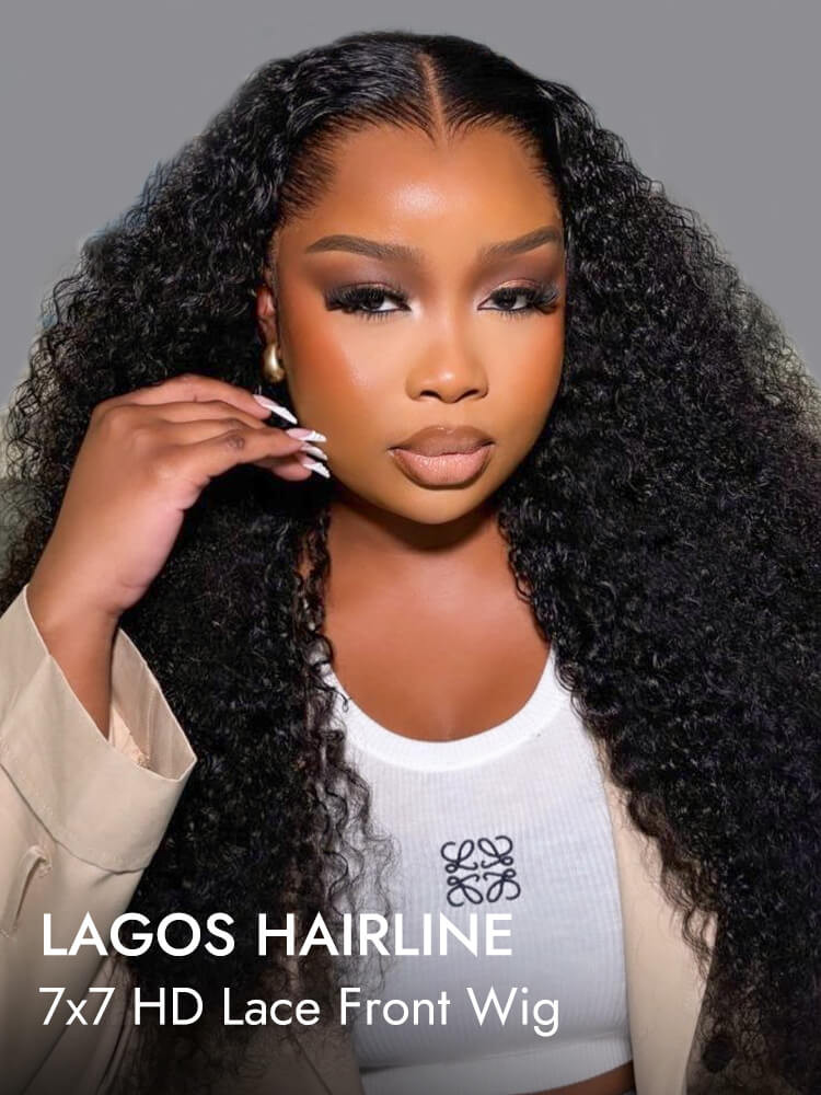 Curly Lagos Hairline 7x7 HD Lace Front Wig 250% Density - Wiggins Hair