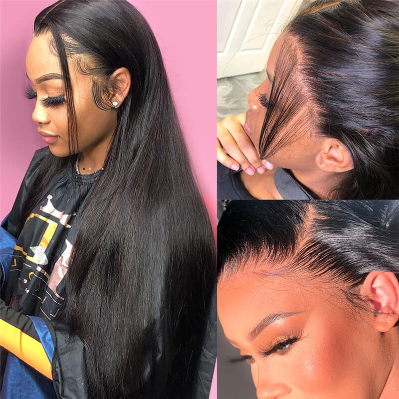 Fake Scalp Wigs Straight Lace Front Human Hair Wigs Pre Plucked ...