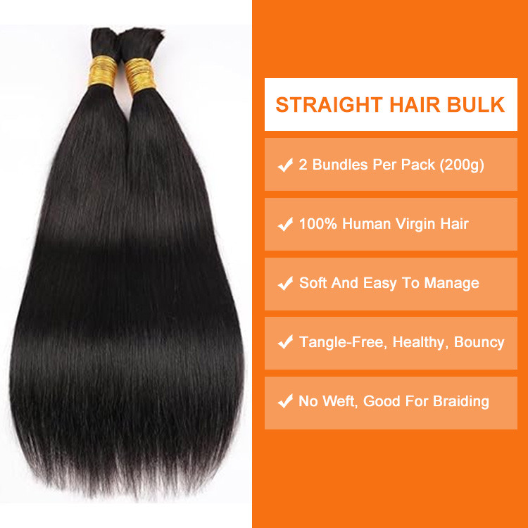 Bulk Human Hair For Braiding Body And Straight 100% Virgin Hair No Weft ...