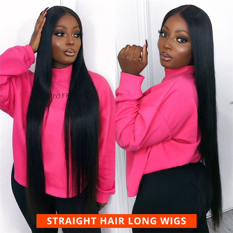 Long Straight Wigs 18-36 Inches 6x6 Lace Closure Wigs Glueless Closure ...