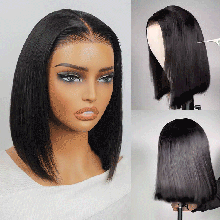4x4 Closure Wigs Straight Bob Wigs Short Hair Wigs With Baby Hair For ...