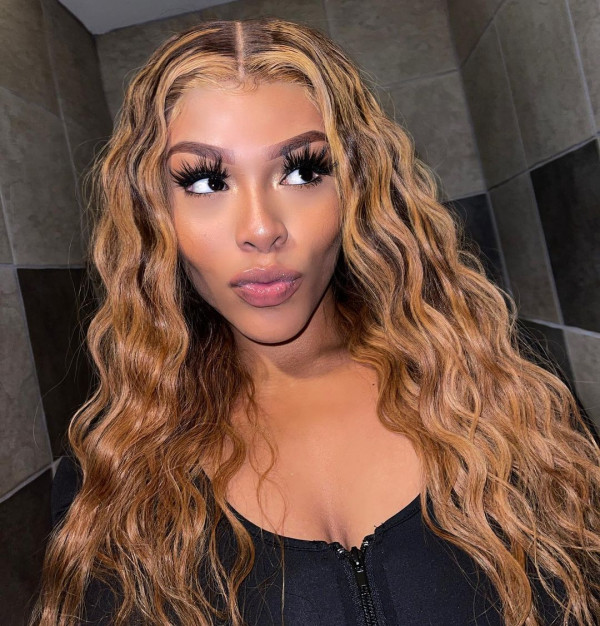 Highlighted Wigs Deep Wave Lace Front Wigs Crimp Hair Style -Wigginshair