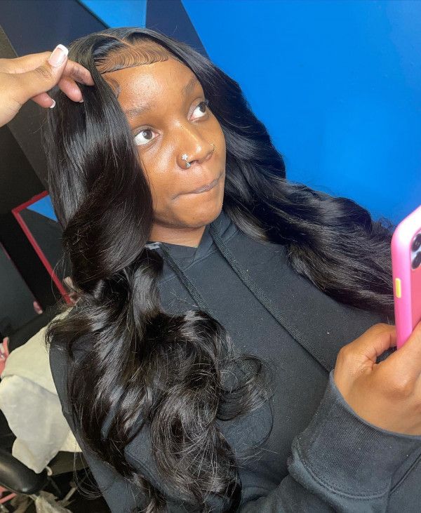 Free/Middle/Three Part Human Hair Body Wave 4 Bundles With 6*6 Lace ...