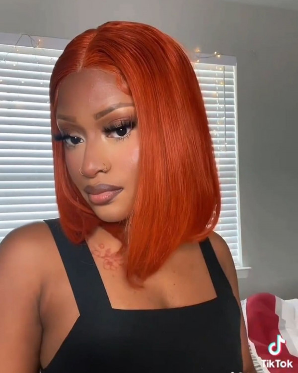 Short Ginger Bob Lace Front Wigs Straight Color Wigs Human Hair ...