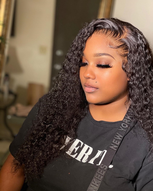 Natural Wave Long Hair Wigs For Women Water Wave Lace Front Human Hair ...