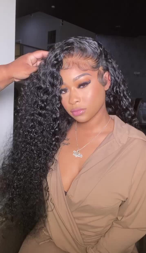 Natural Wave Long Hair Wigs For Women Water Wave Lace Front Human Hair ...